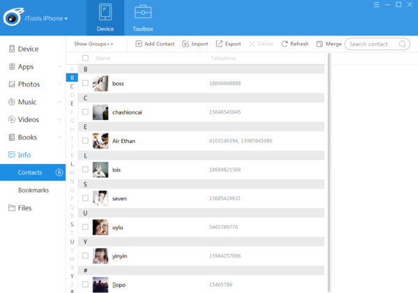 How to backup contacts on iPhone - iTools ( thinkskysoft )